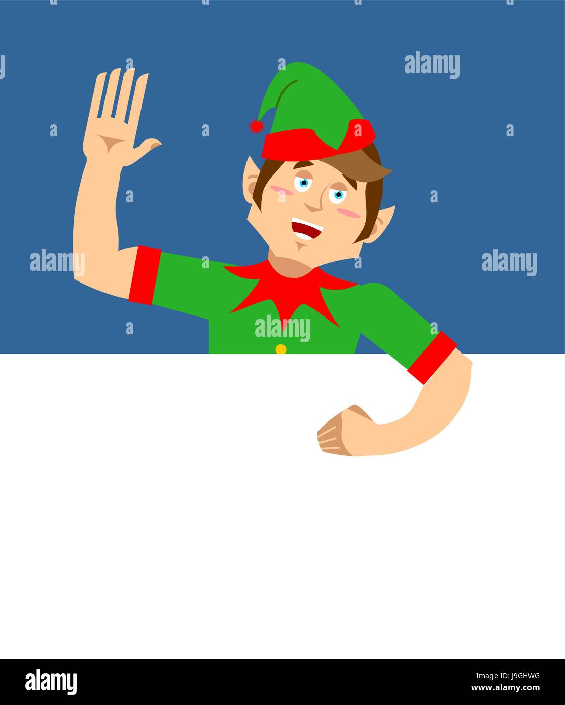 Santa Elf and Blank Space. Place for text. Xmas template design. Claus ...