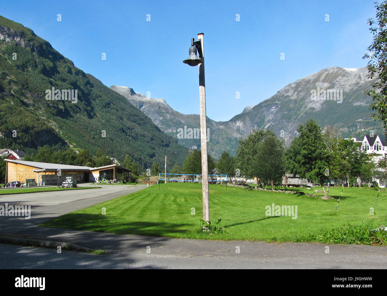 Old lantern on the pillar, view of the mountains Stock Photo - Alamy