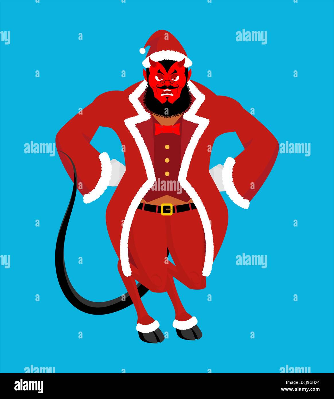 Krampus Satan Santa. Claus red demon with horns. Christmas monster for ...