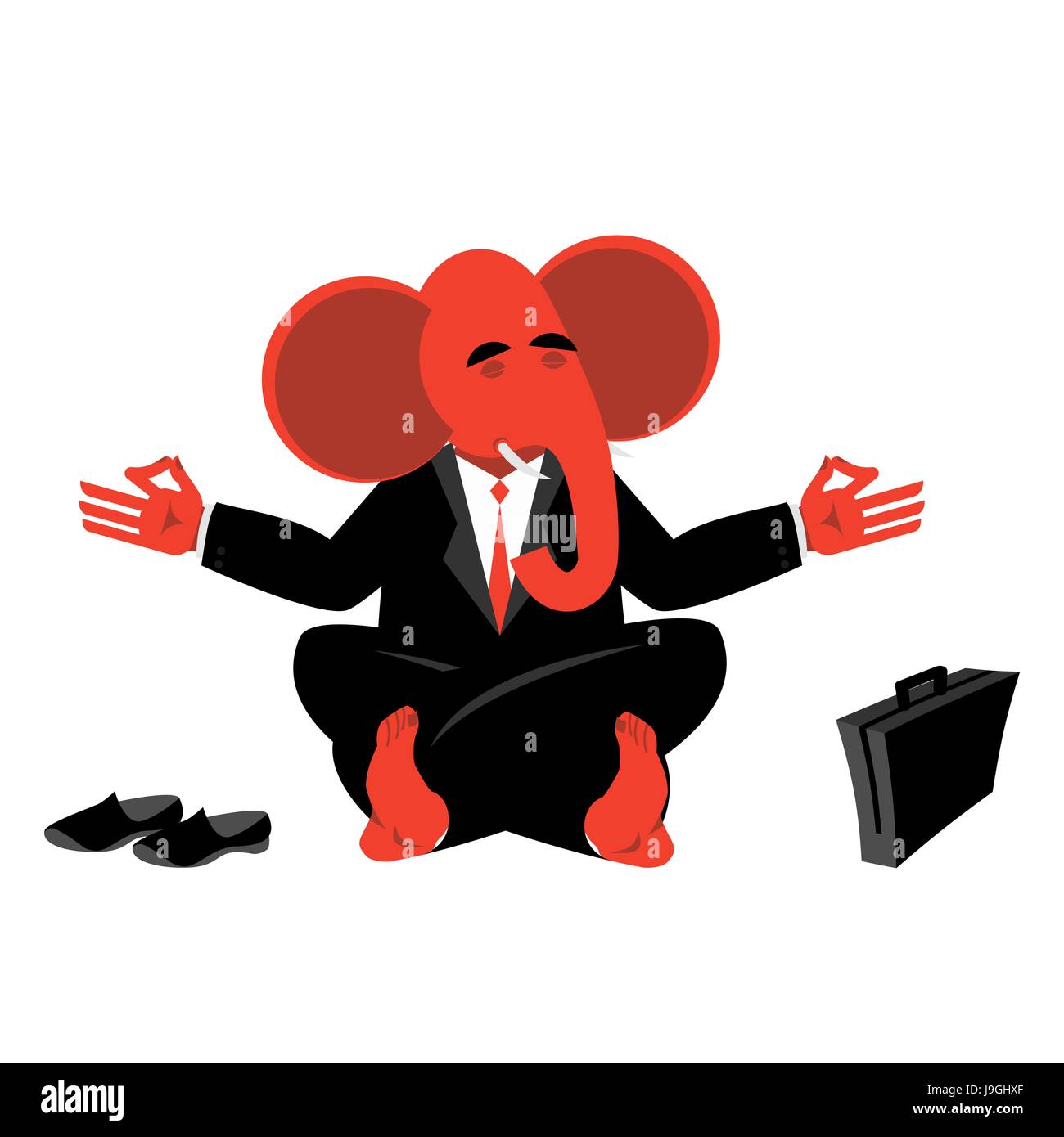 Red Elephant Republican meditating. Symbol of USA political parties ...