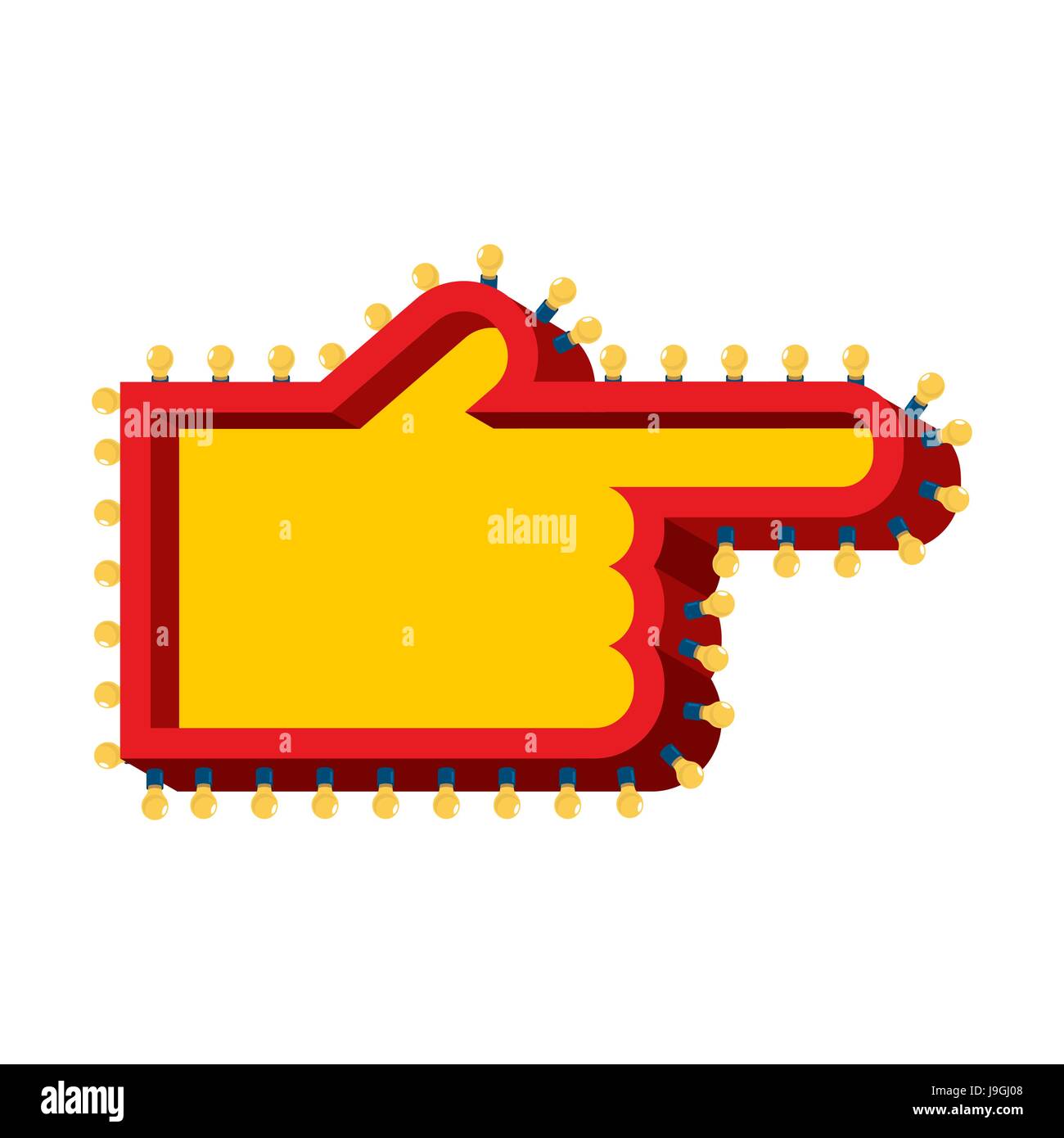 Pointing finger pointer with glowing lights. Retro cursor Hand with ...