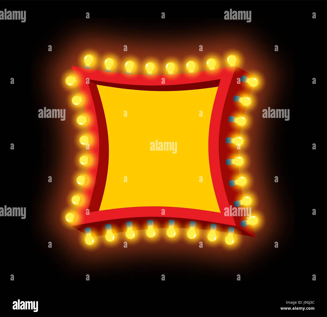 light signboard with lamps. Retro Luminous bulb plate. Vintage banner ...