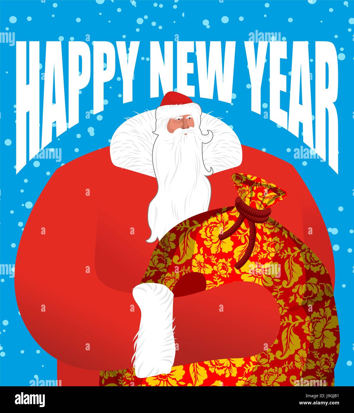 Russian Santa Claus. Great Father frost in red suit carries big sack of ...