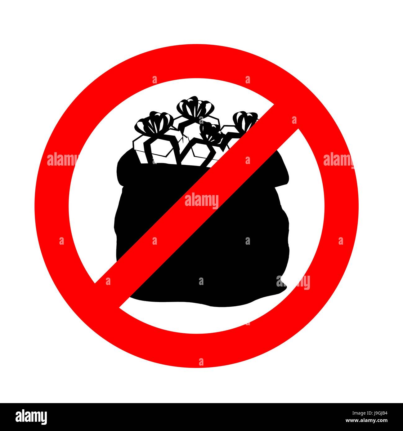 Stop gifts. It is forbidden to give giftt. Emblem against Santa Claus ...