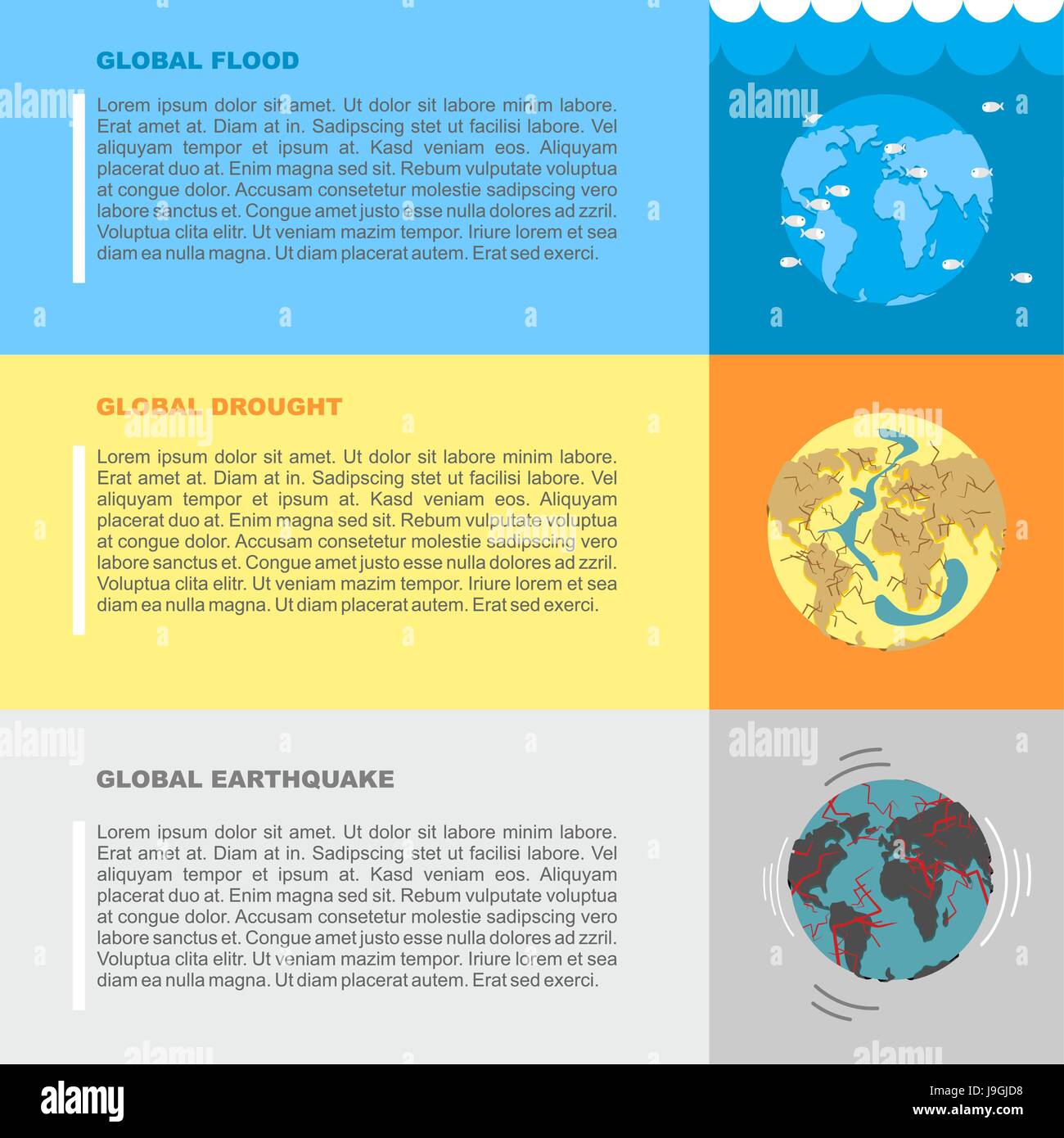 Earthquake, flood and drought. Natural disasters on planet Earth. World ...