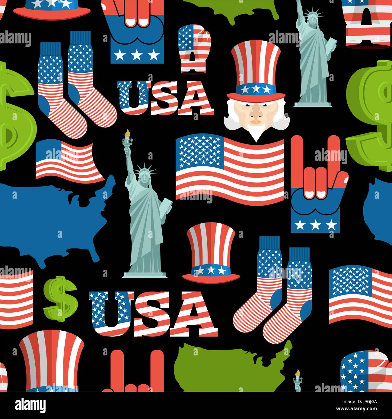 America symbols patriotic pattern. USA national ornament. State ...