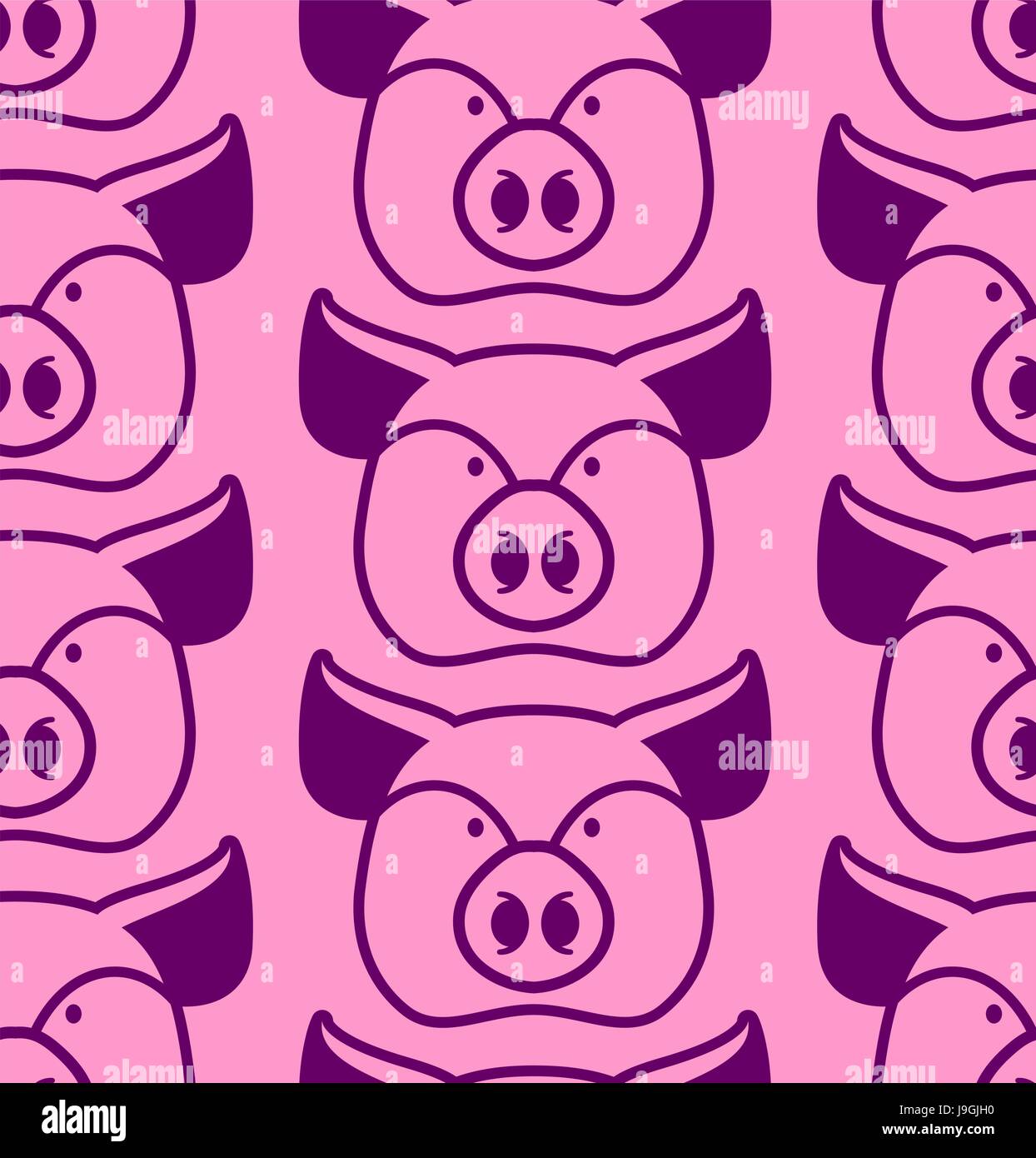 Pig seamless pattern. Boar head ornament. Pork texture. Cute farm ...