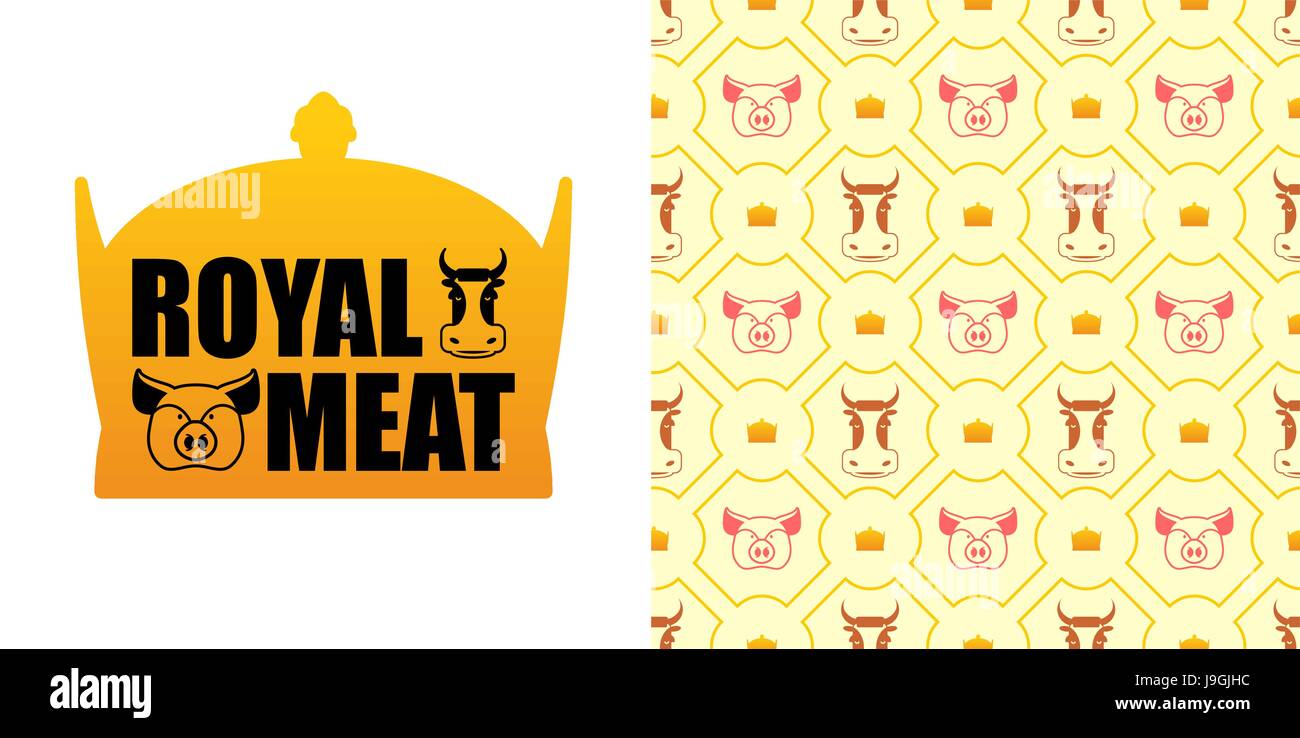 Royal meat. Excellent tasty beef and pork. Logo for farming and meat ...