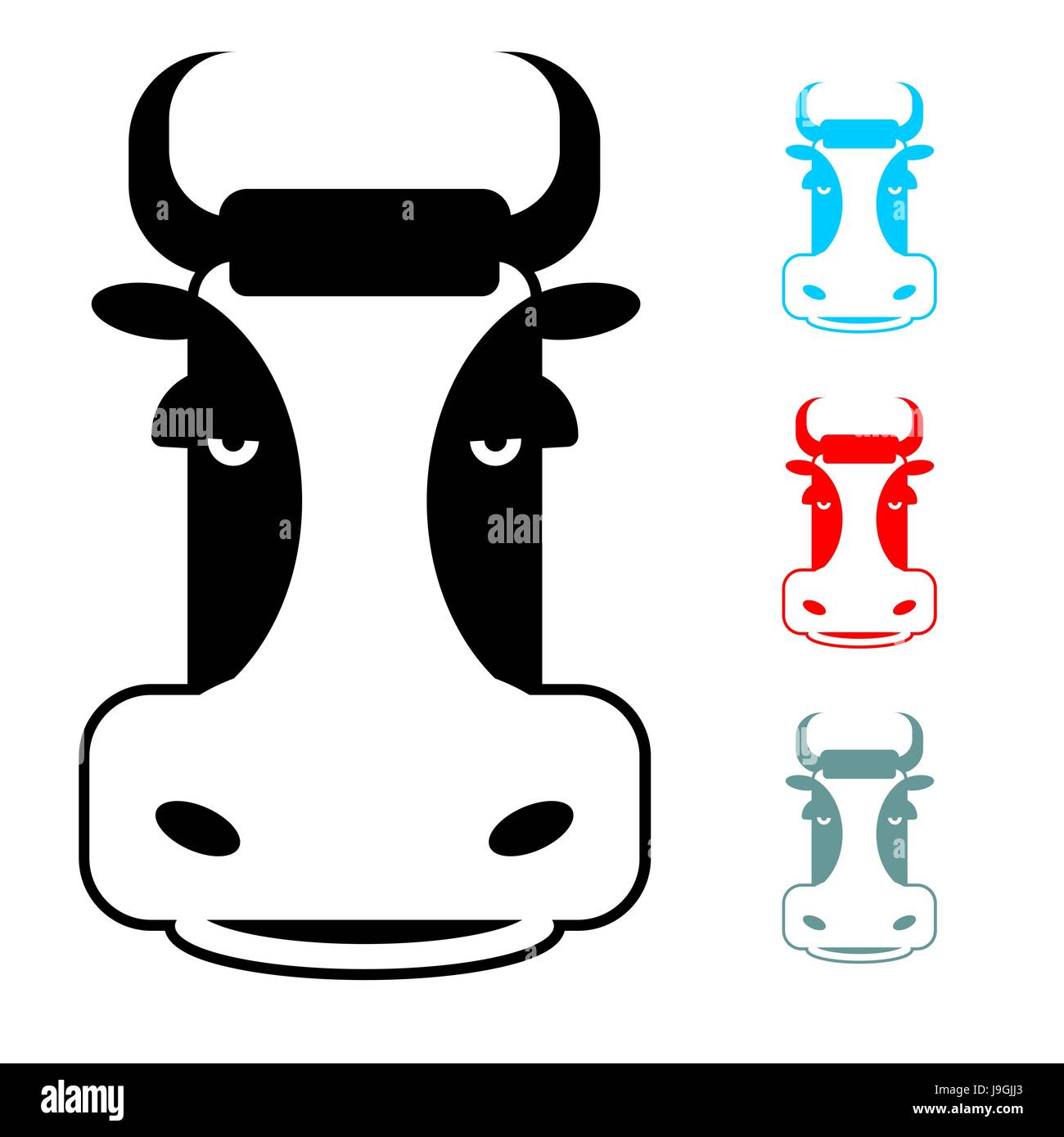 Cow icon flat style. Head farm animal stencil. Cute beef Stock Vector ...