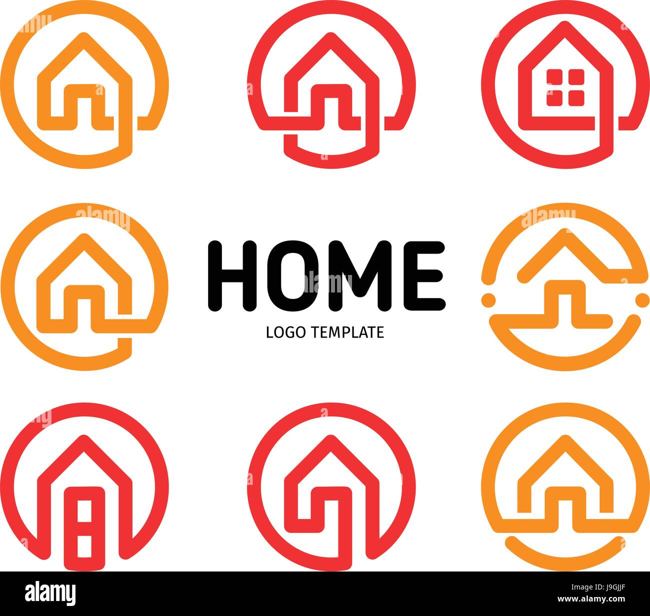 Home logos outline style vector collection. Real estate business icons ...