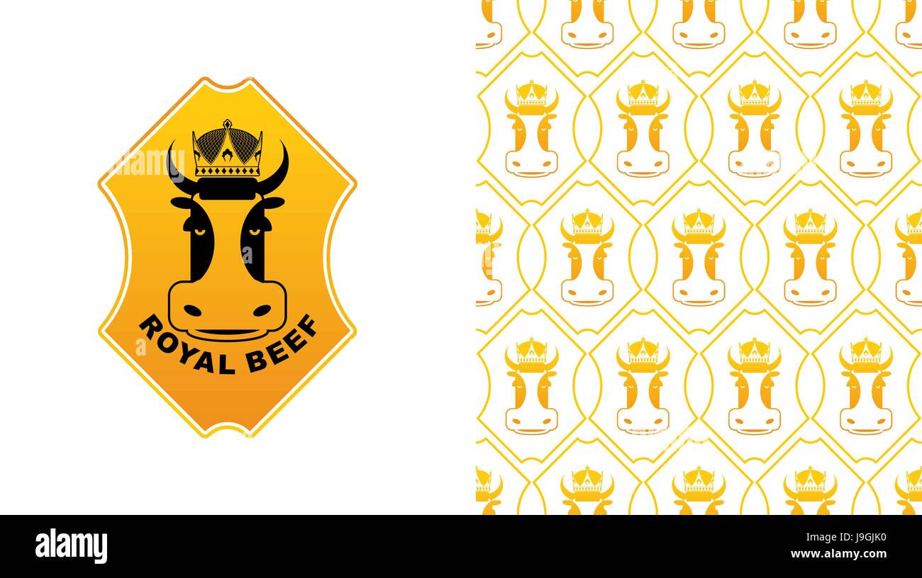 Royal Beef logo. Cow in crown. Excellent quality meat. Logo for farming ...