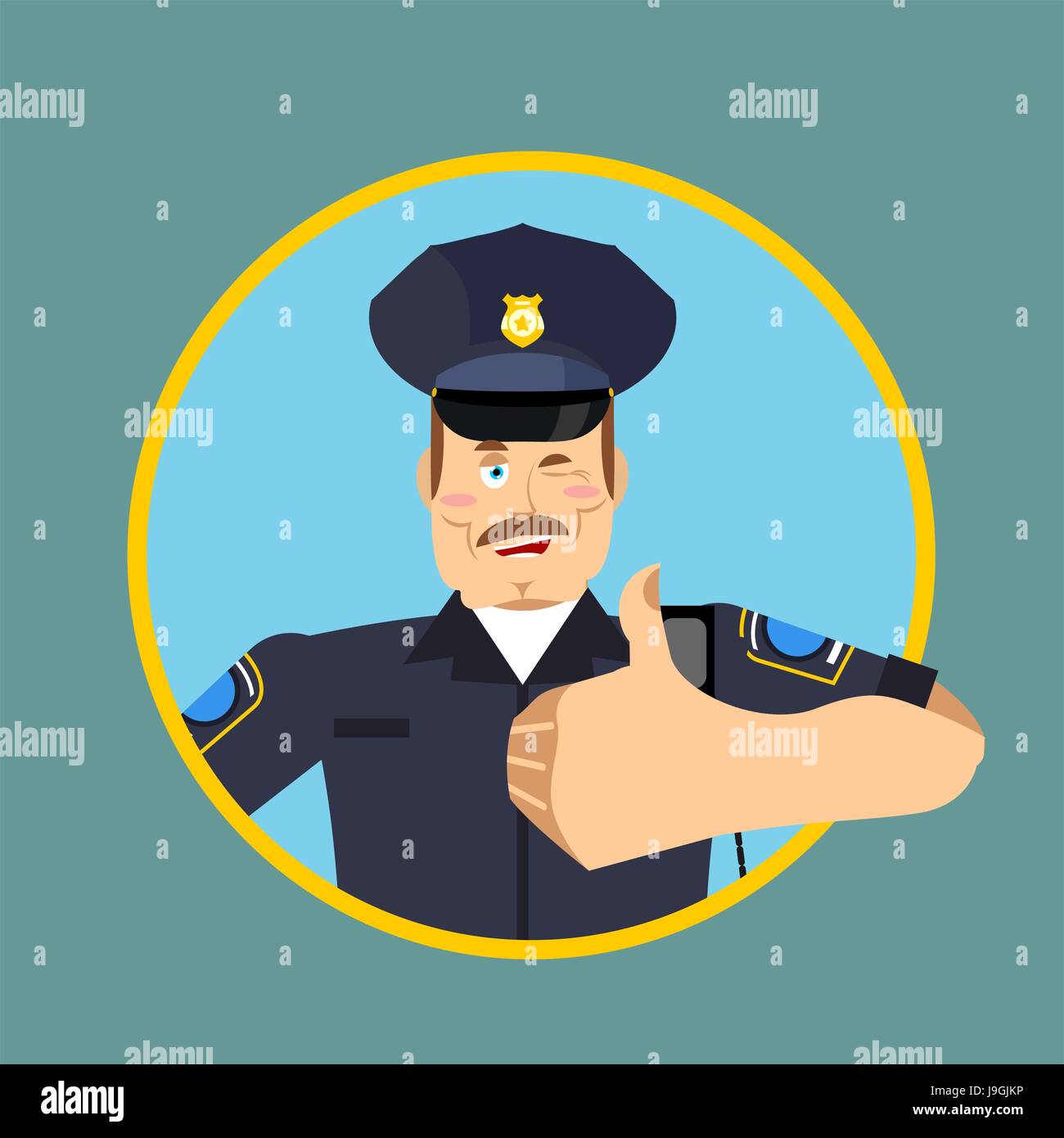 Police thumbs up. Signs all right. cheerful Kop. Policeman Hand showing ...