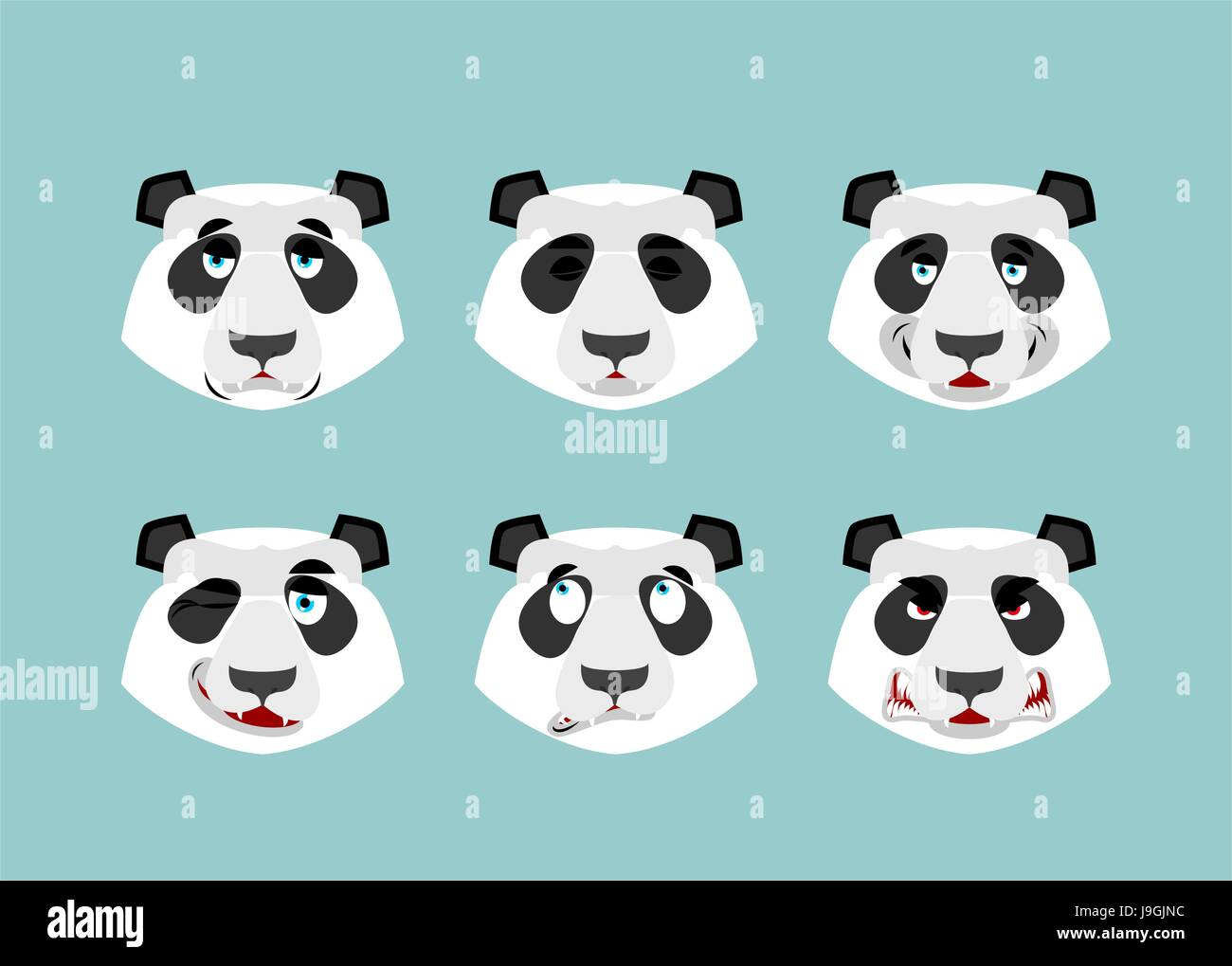Panda emotion. Set expressions avatar Chinese bear. Animal good and ...