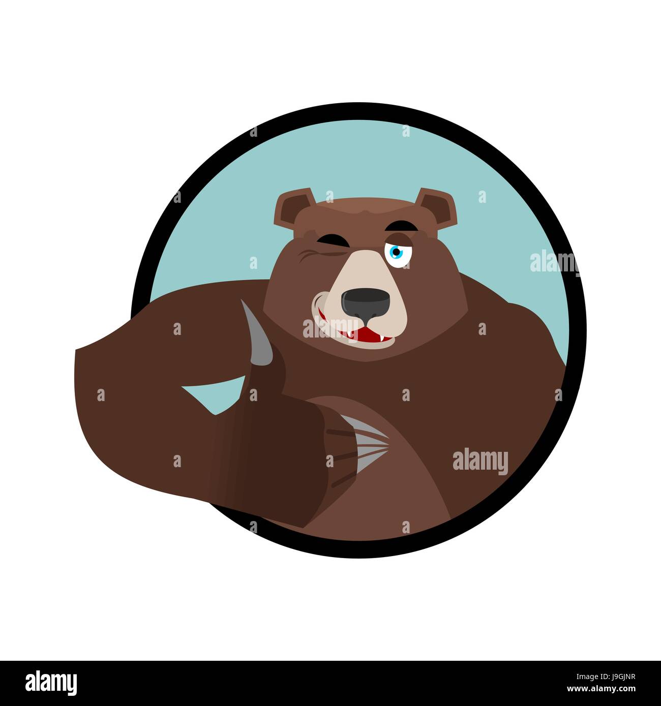 Bear thumbs up and winks. all well Grizzlies. Signs all right. Hand ...