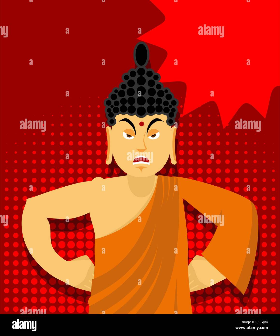 Angry Buddha in pop art style. Indian god wrathful. Supreme teacher for ...