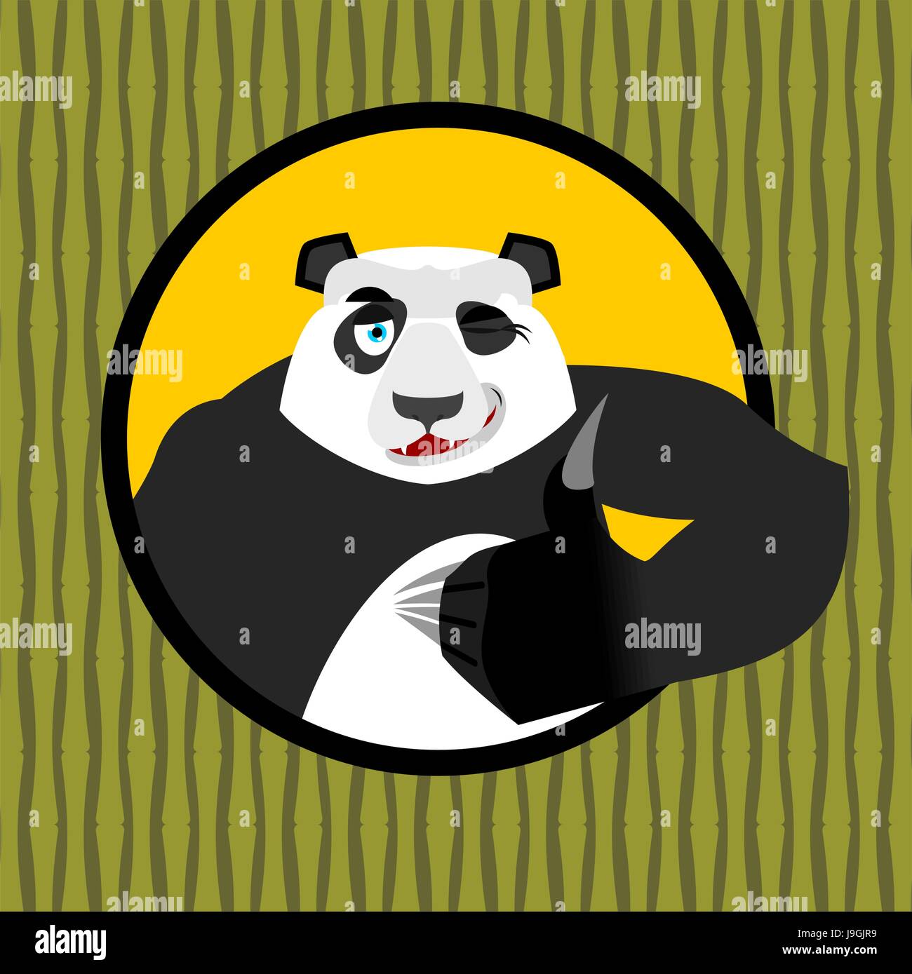 Panda thumb up and winks. Chinese bear all good. Signs all right. Hand ...