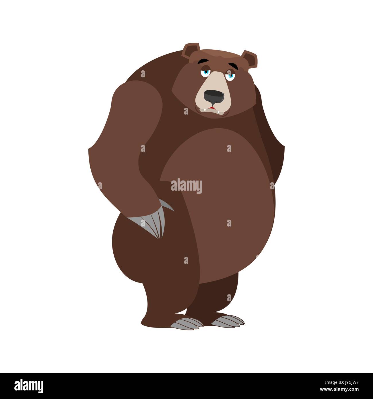 Sad bear. mournful Grizzly. tragic wild animal. Large forest bored ...