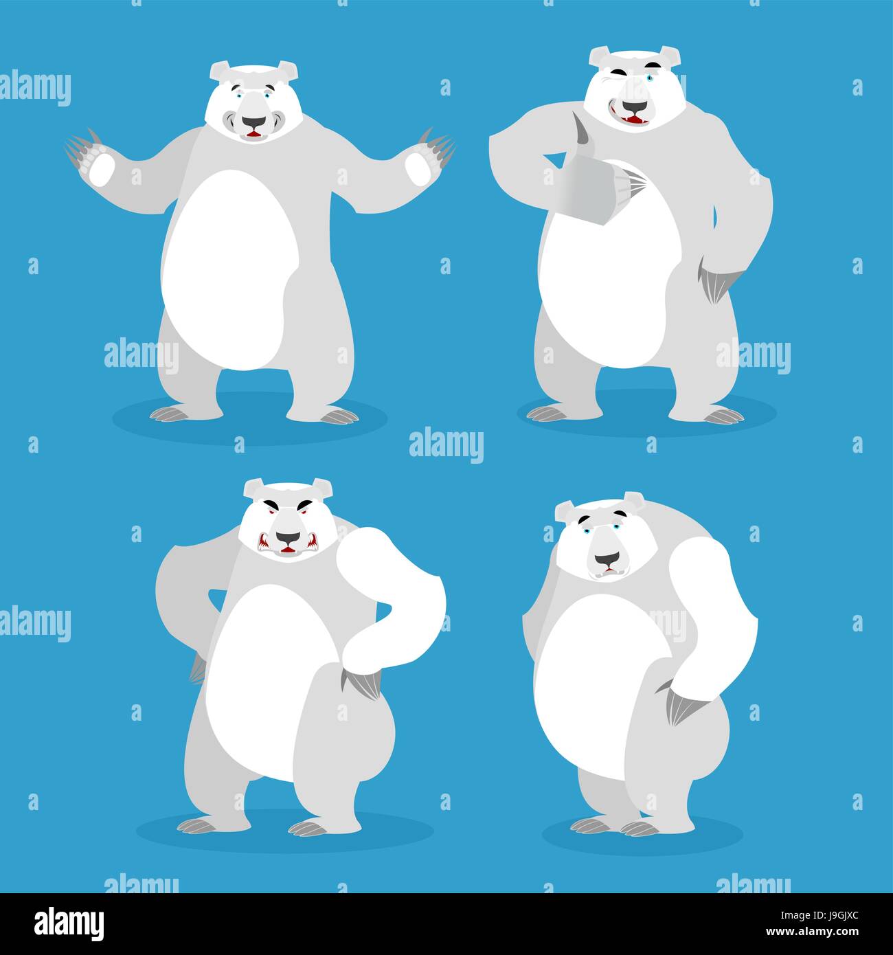 Polar Bear set of different poses. Expression of emotions. Wild beast ...