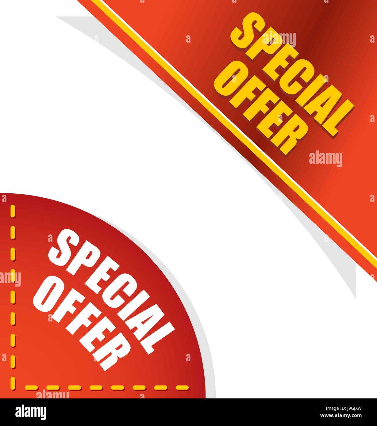 Special offer. Template for your design. Angle red and gold letters ...