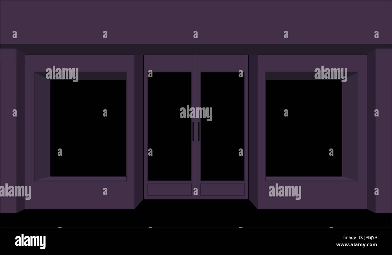 Storefront night. Dark shop building. Nightclub city Stock Vector Image ...