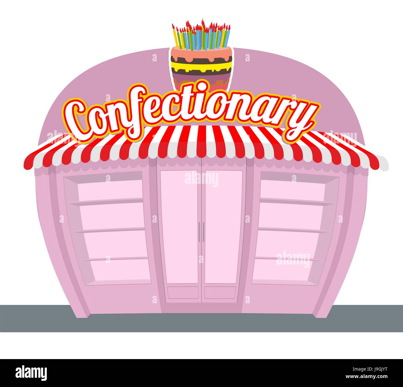Sweet shop window in Stock Vector Images - Alamy