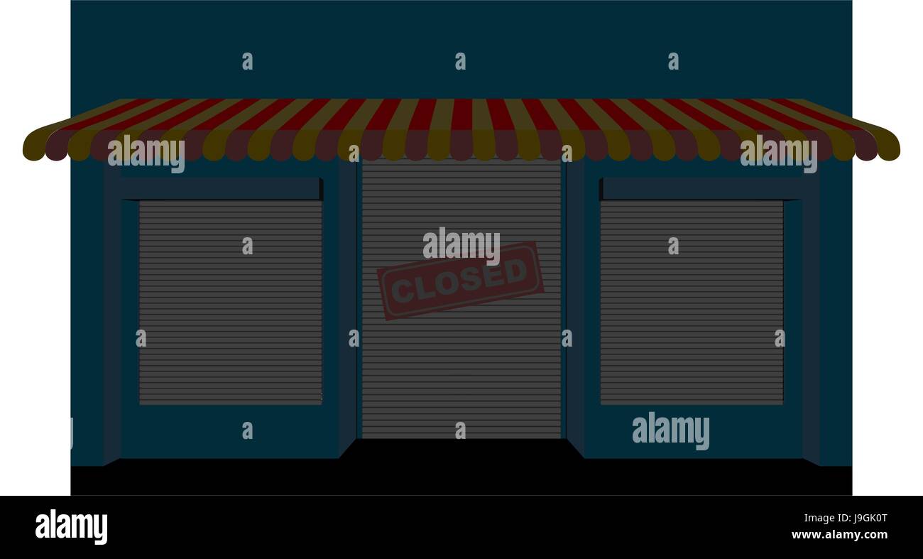Shop closed. Storefront with a sign is closed. Facade of a store. A ...