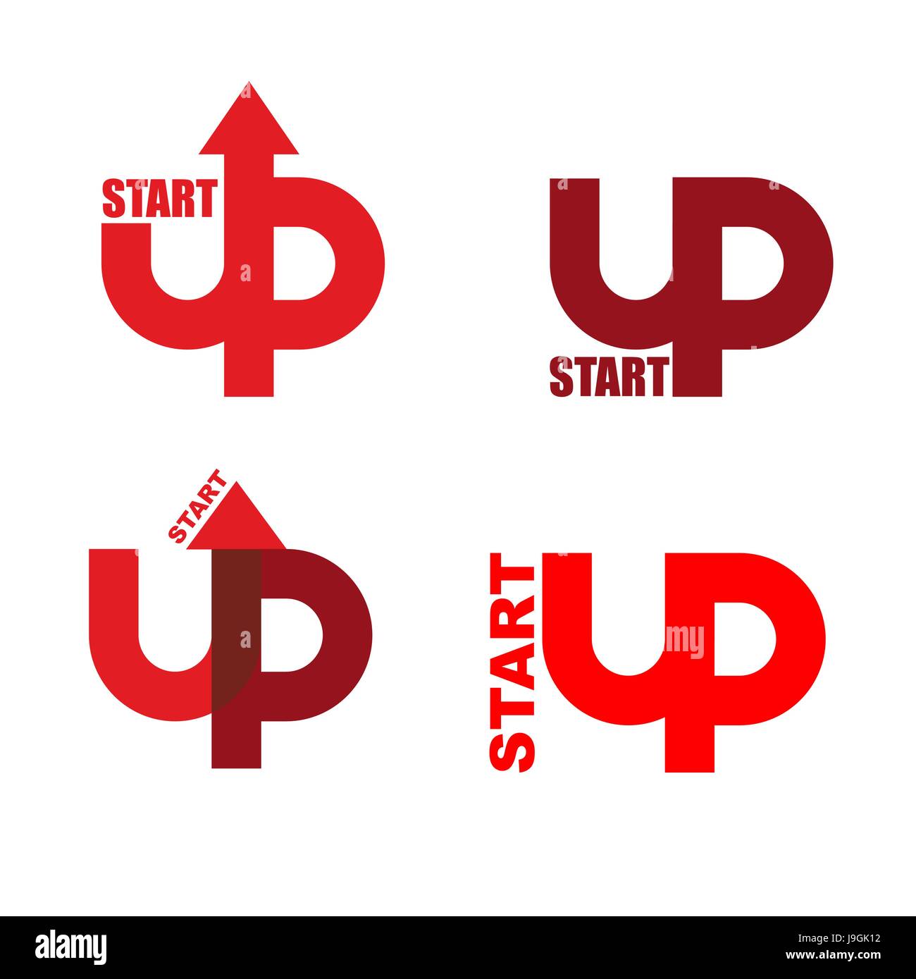 Start UP set logo. Emblem to start business projects. Up arrow ...