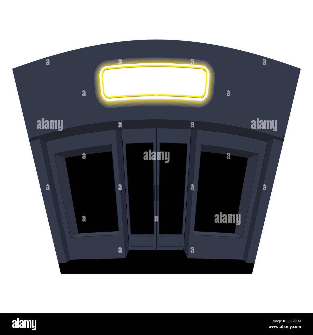 Shop in evening. Night storefront. Black Windows and doors. Building ...