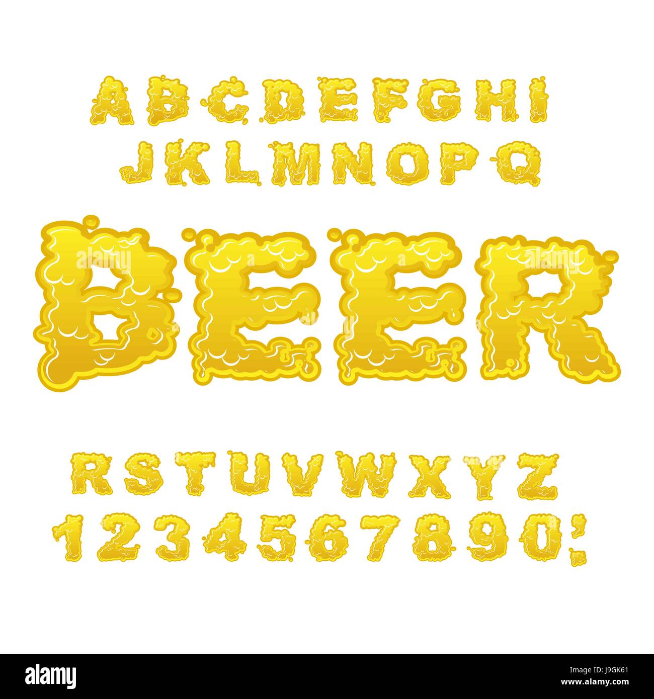 Beer ABC. Alcoholic alphabet. drink letters. Yellow liquid font ...