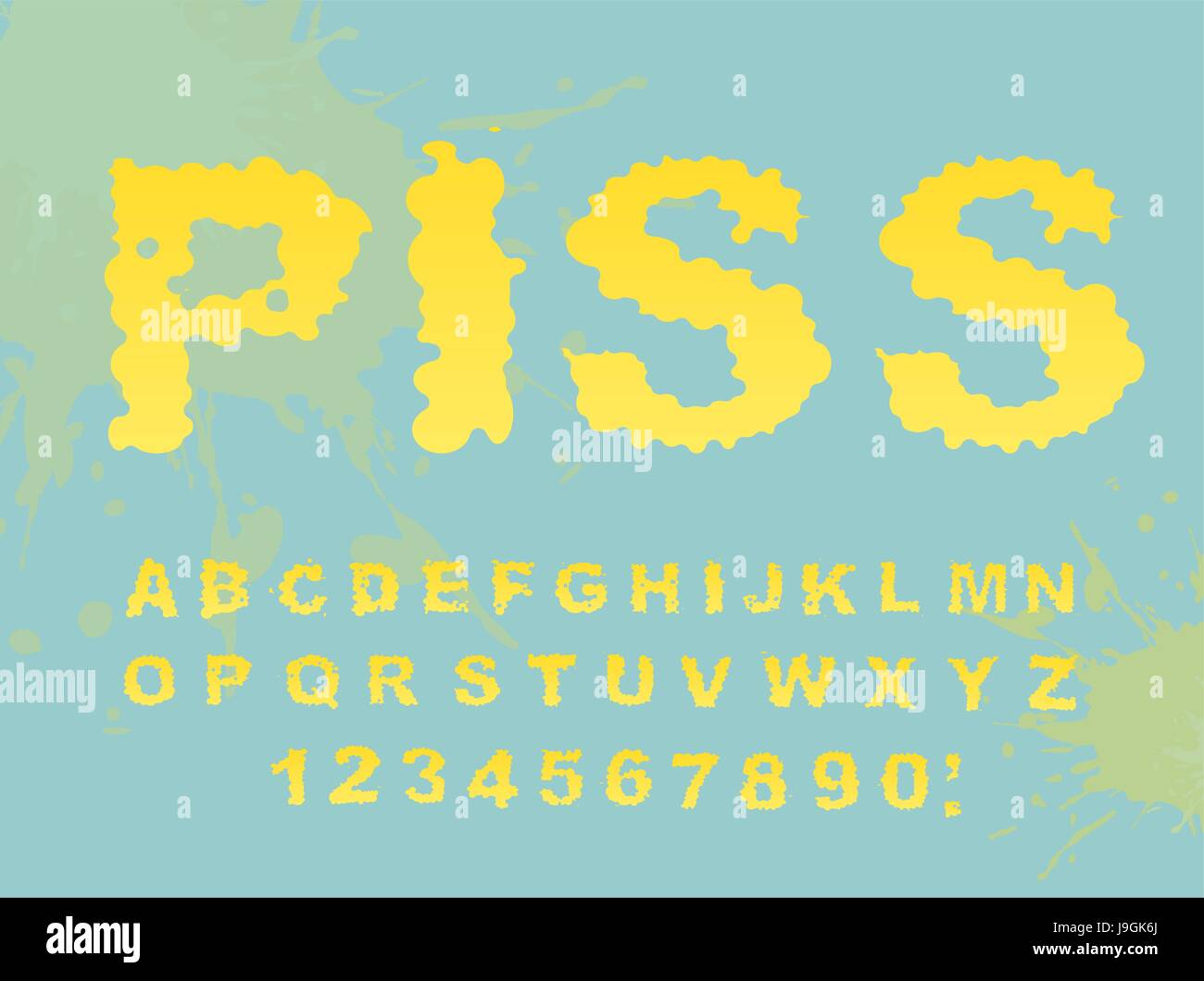 Piss font. Yellow liquid ABC. Urine typography. wee-wee alphabet. fluid ...