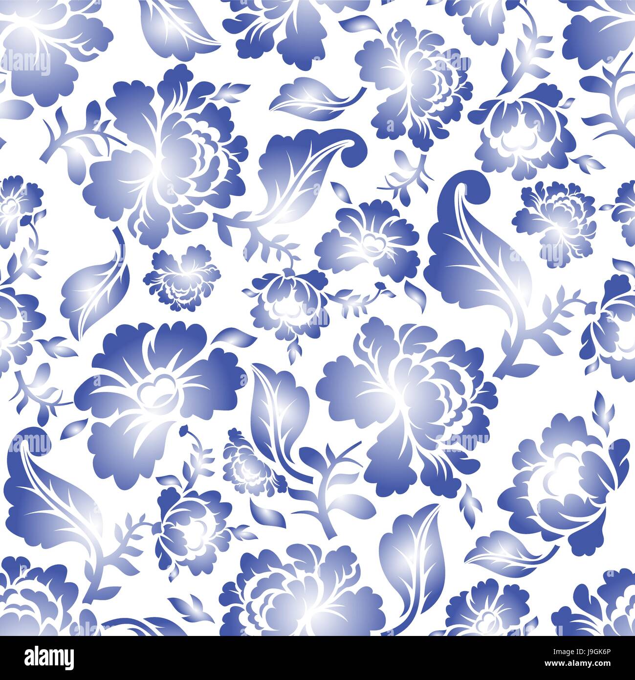 Gzhel Russian national seamless pattern. Traditional Russian retro ...