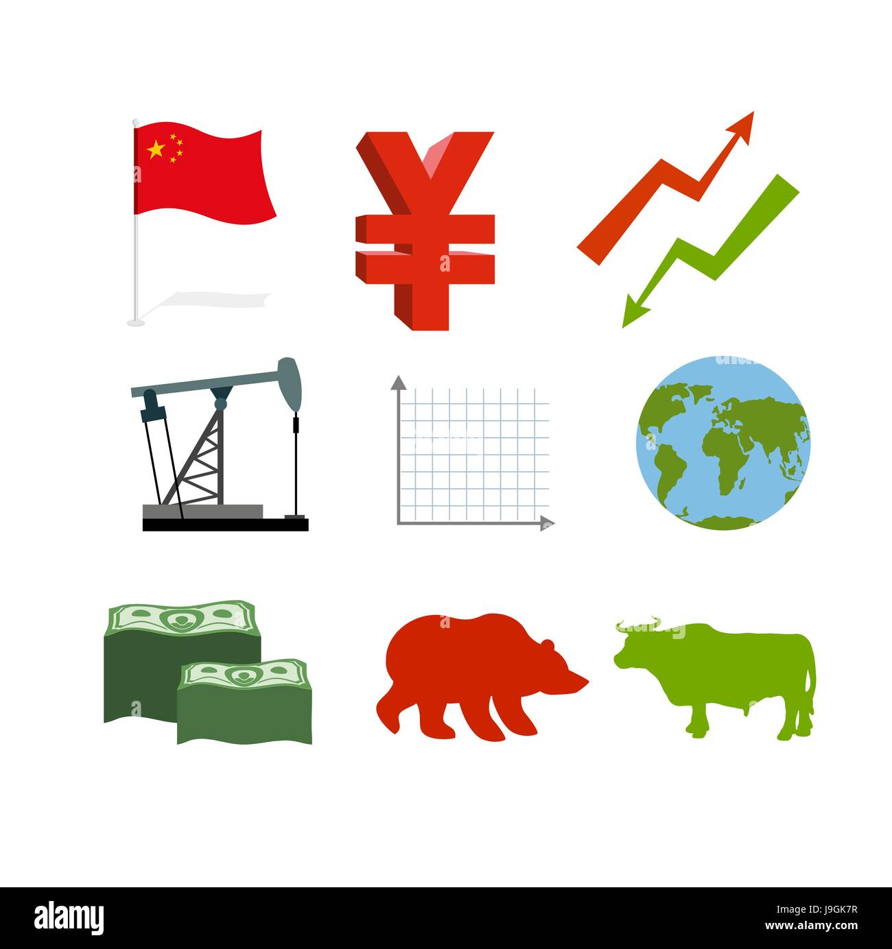 Set of business graphics. Set inografika Chinese market. Collection of ...