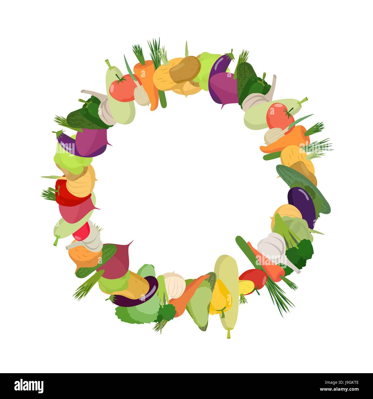 Round Frame of vegetables. background is harvest. Farmers vegan ...