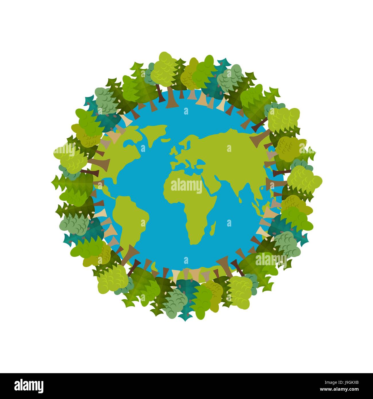 Trees and Earth. Planet and forest. Earthly nature. Earth Day ...