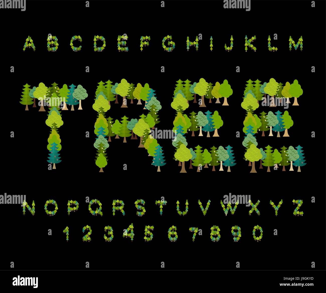 Tree font. Forest alphabet. Letter from Tree. Nature alphabet. Eco ...