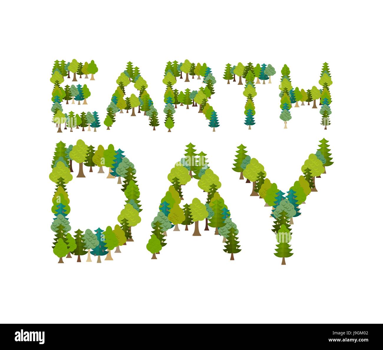 Earth Day. Lettering and forest. Trees and typography. International ...