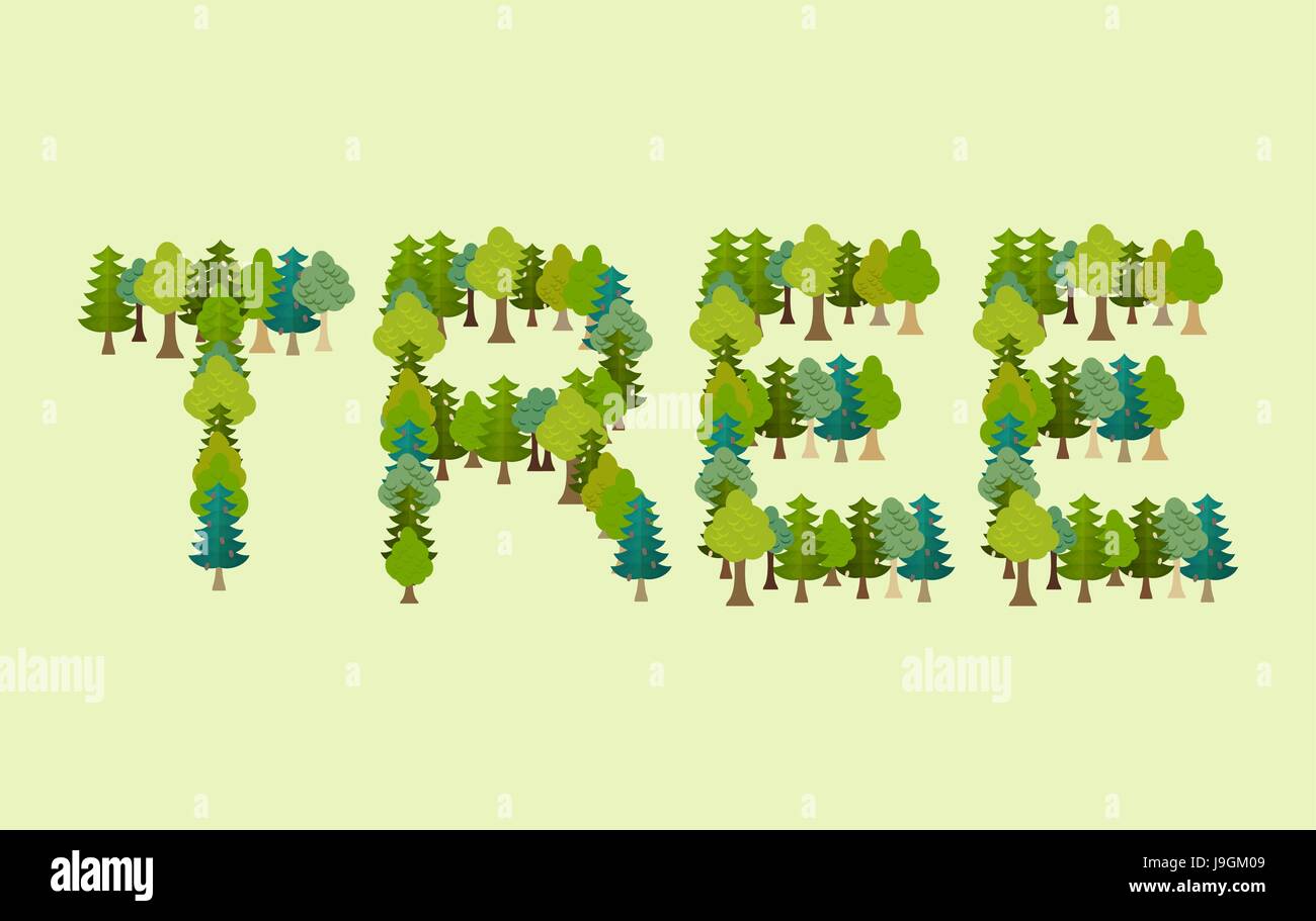 Tree lettering. Letters from Forest. Nature typography Stock Vector ...