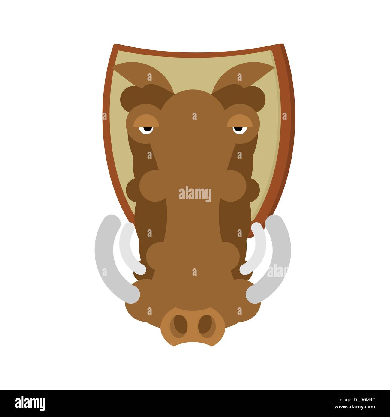 Warthog hunting trophy. Head wild boar on shield. African pig ...