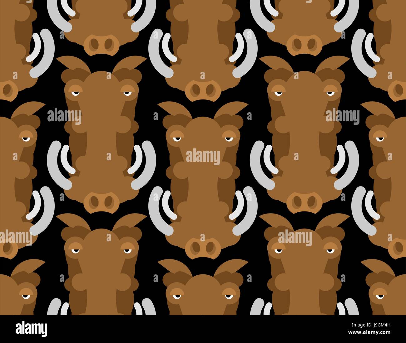Warthog wild boar seamless pattern. African pig ornament. Wild animal ...