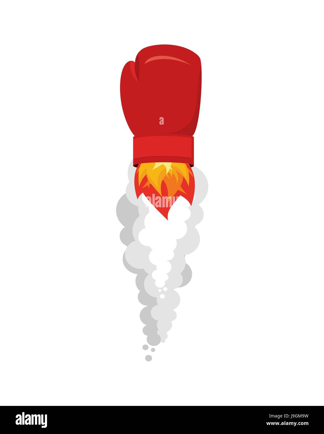 boxing glove rocket. Sport Air bomb. Fighting rocket . flaming punch ...