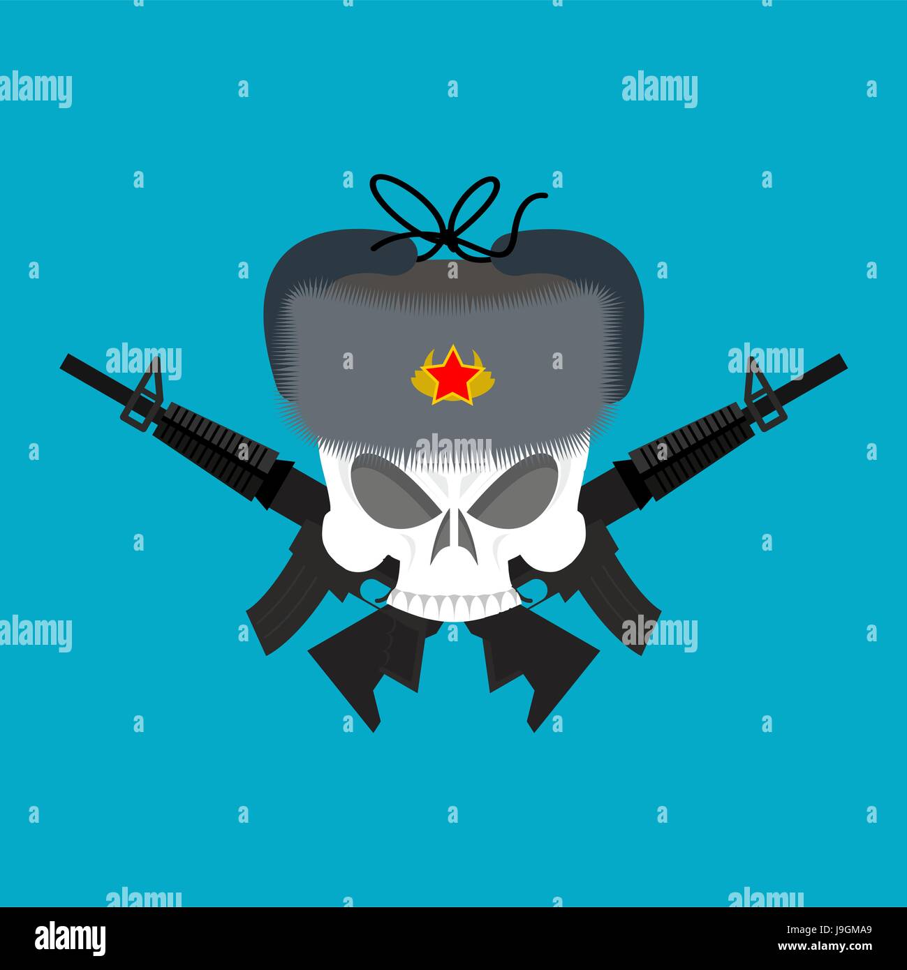 Skull in fur hat. Symbol of specter of communism. Red emblem of death ...