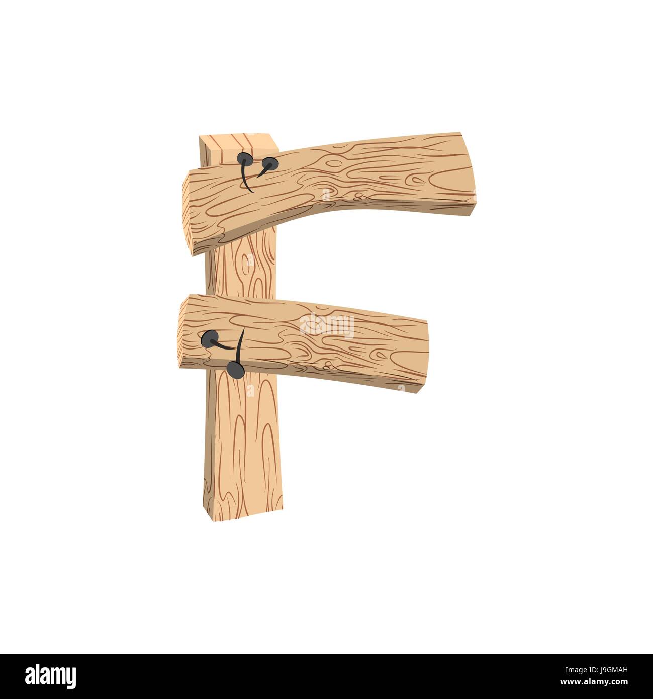 letter F wood board font. plank and nails alphabet. Lettering of boards ...