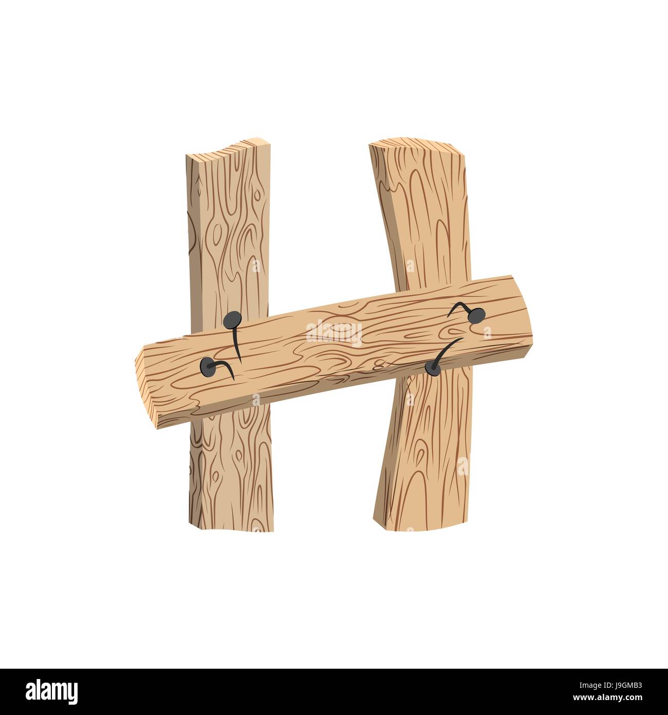 letter H wood board font. plank and nails alphabet. Lettering of boards ...
