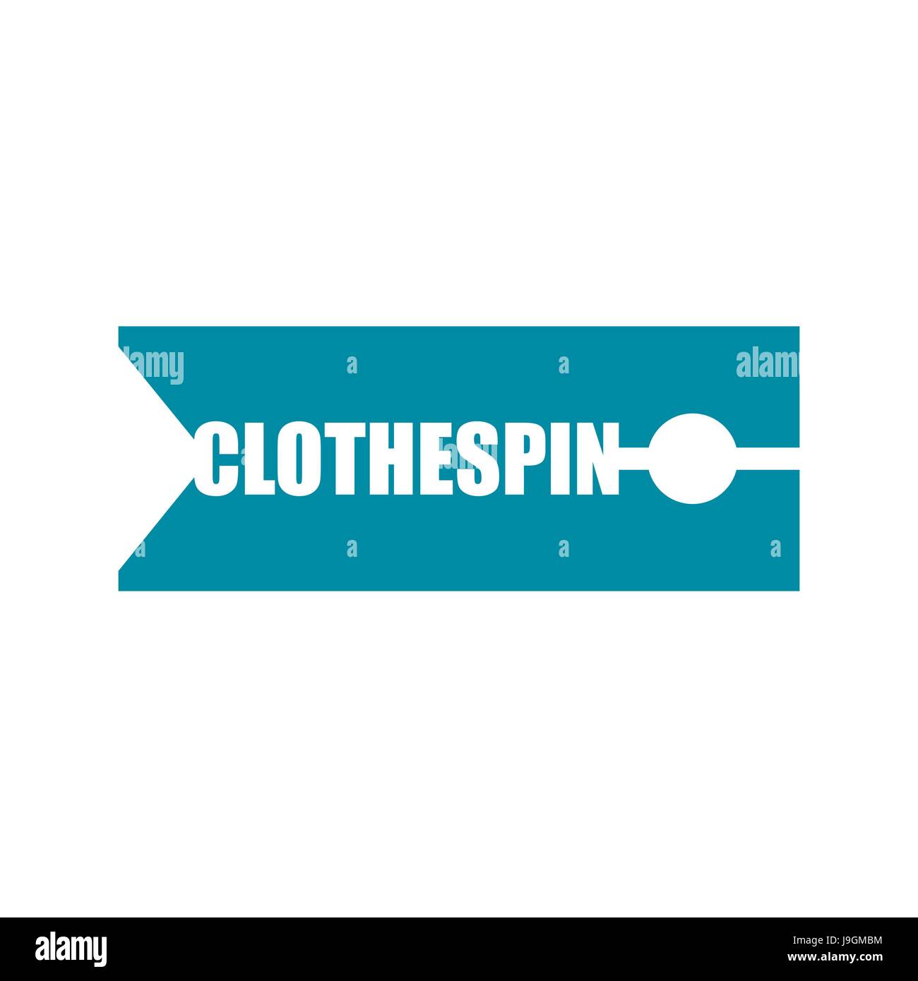 Clothespin sign emblem Lettering. Clothes peg for clothes typography ...