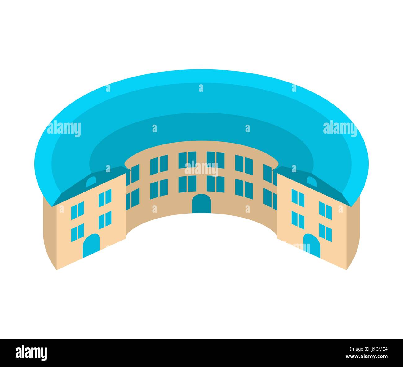 Round house. circular yard. Architecture emblem. Unique building Stock ...