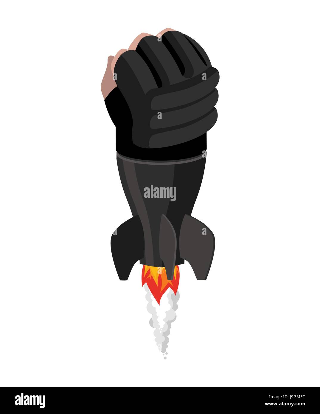 boxing glove rocket. Sport Air bomb. Fighting rocket Head. flaming ...