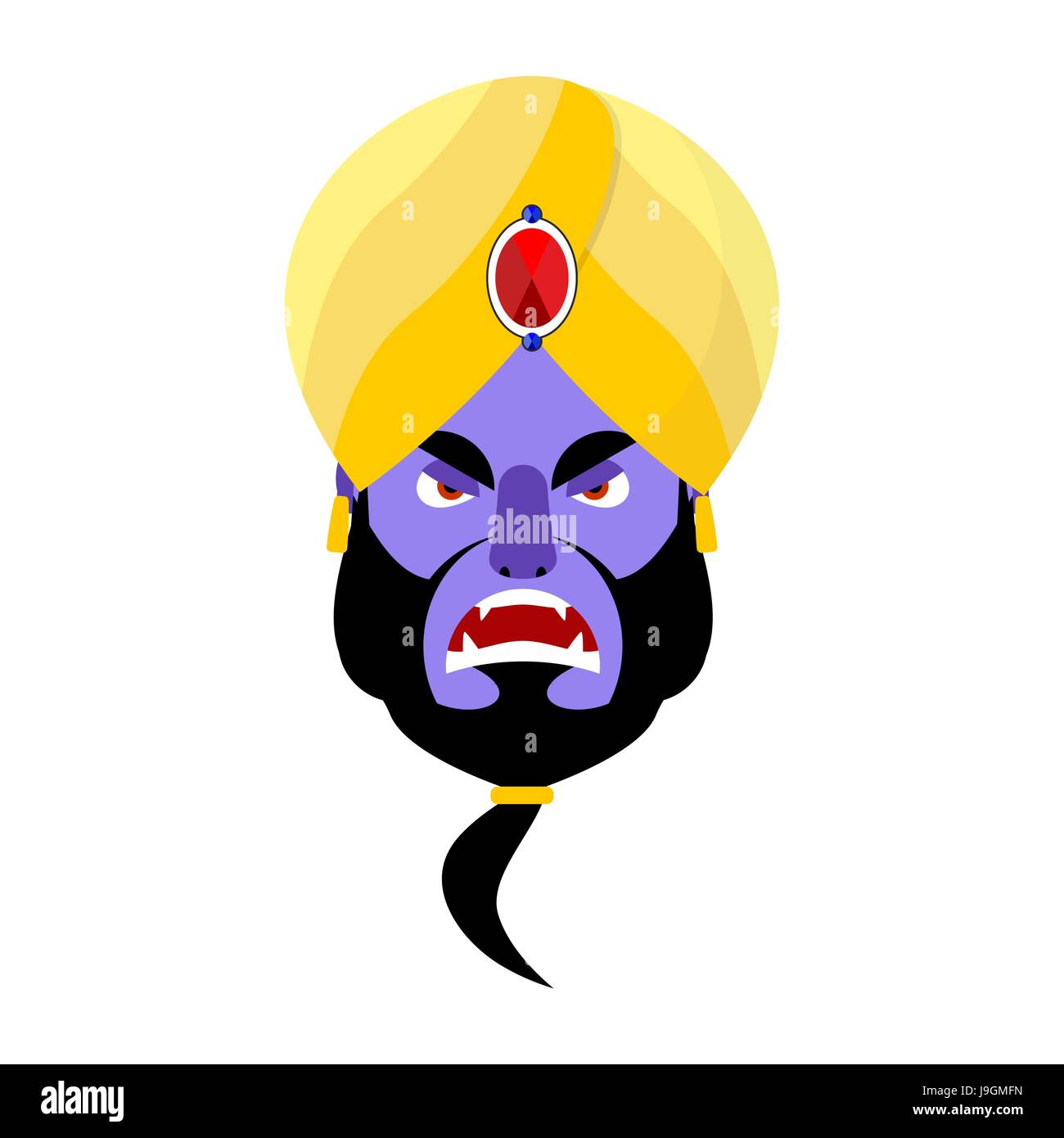 Genie angry Emoji. Magic ghost Aggressive emotion. Arabic magic spirit ...