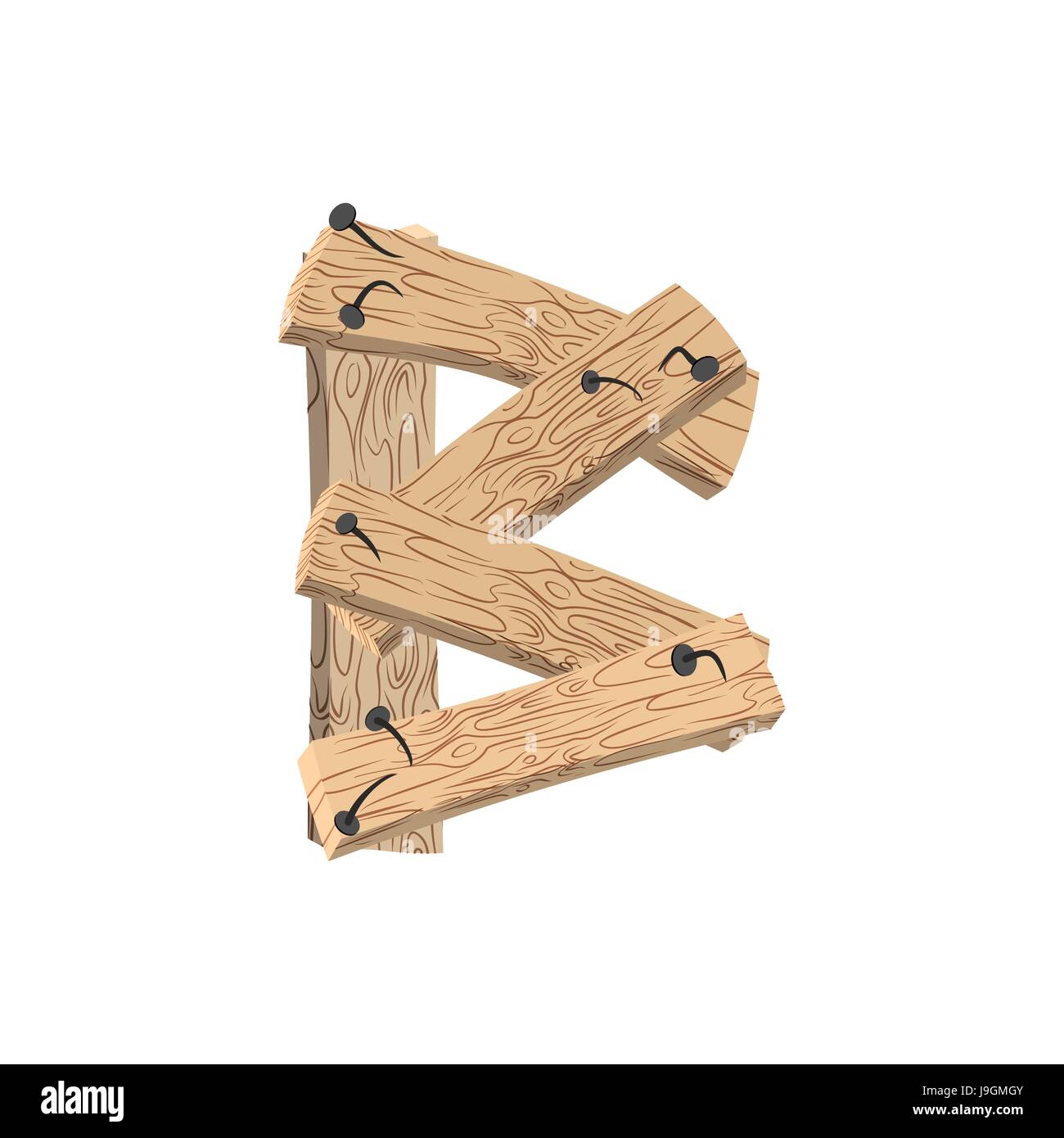 letter B wood board font. plank and nails alphabet. Lettering of boards ...