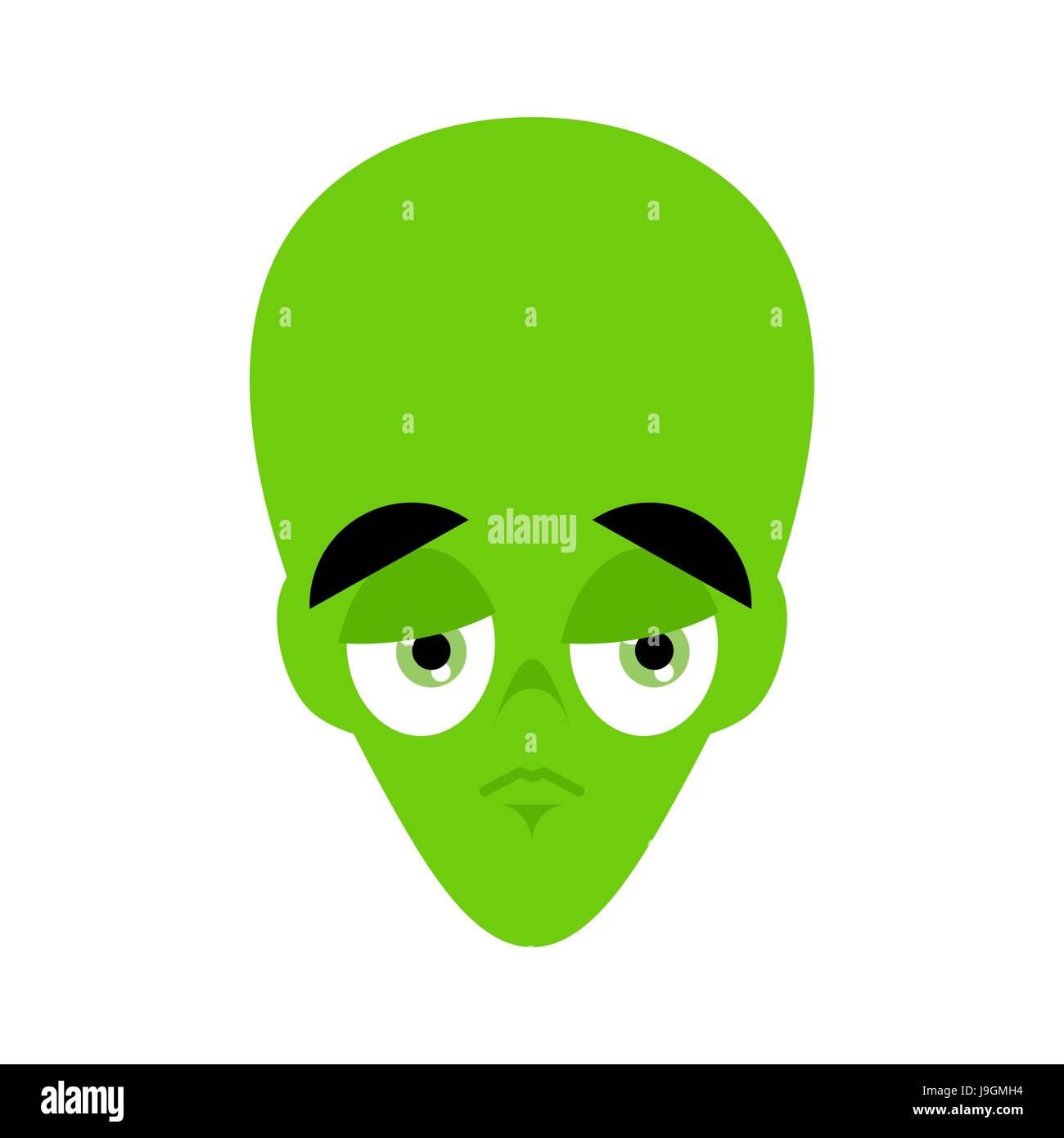 UFO sad Emoji. Green alien face sorrowful emotion. martian avatar Stock ...