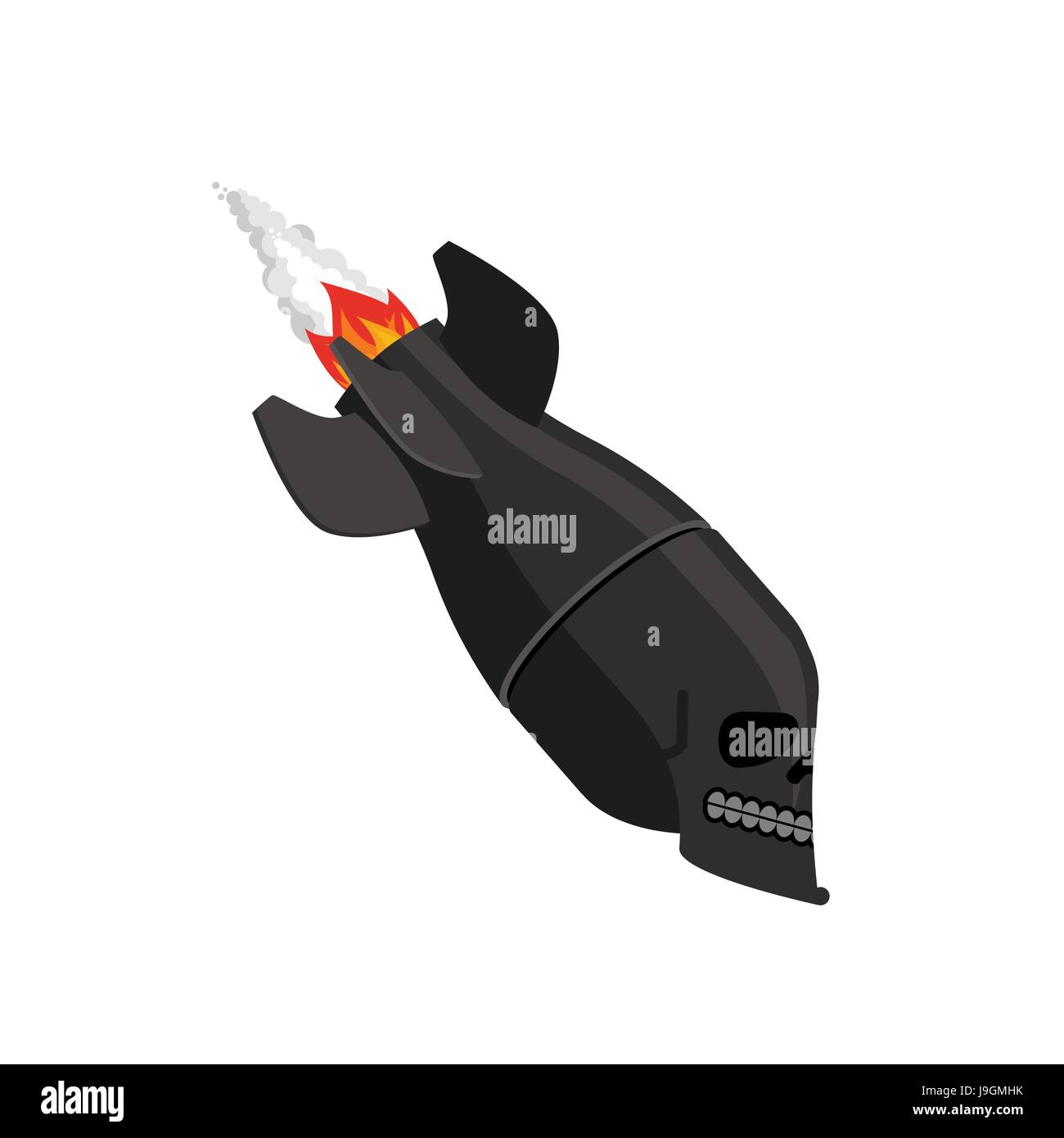 Air bomb skull. Fighting rocket Head skeleton. Military skull bomb ...